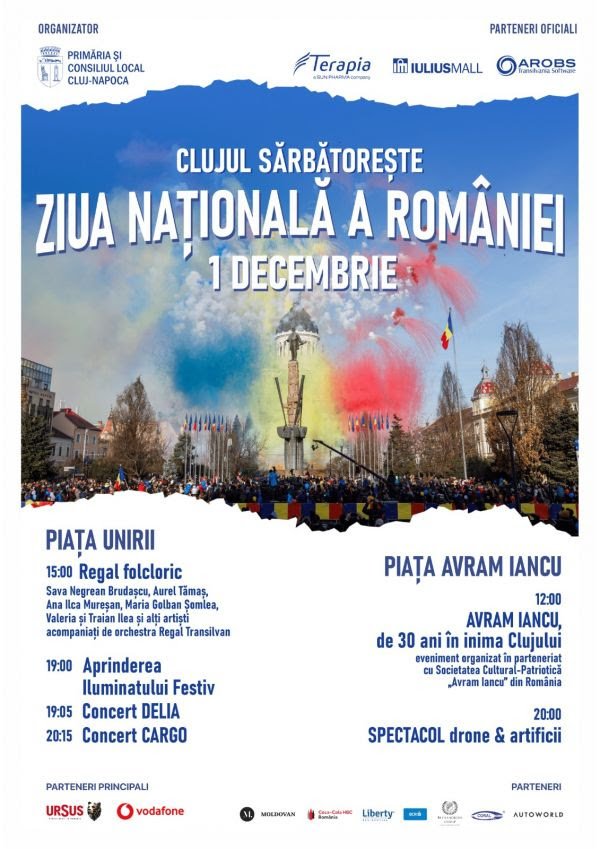 Ziua de Cluj | 1 Decembrie la Cluj-Napoca: defilare militară, concert Delia, aprinderea ...